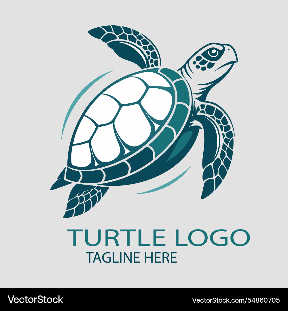 A flat logo of turtle Royalty Free Vector Image