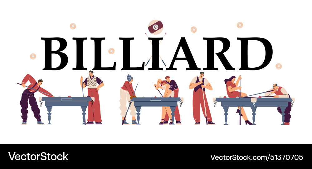 A poster with billiard players Royalty Free Vector Image