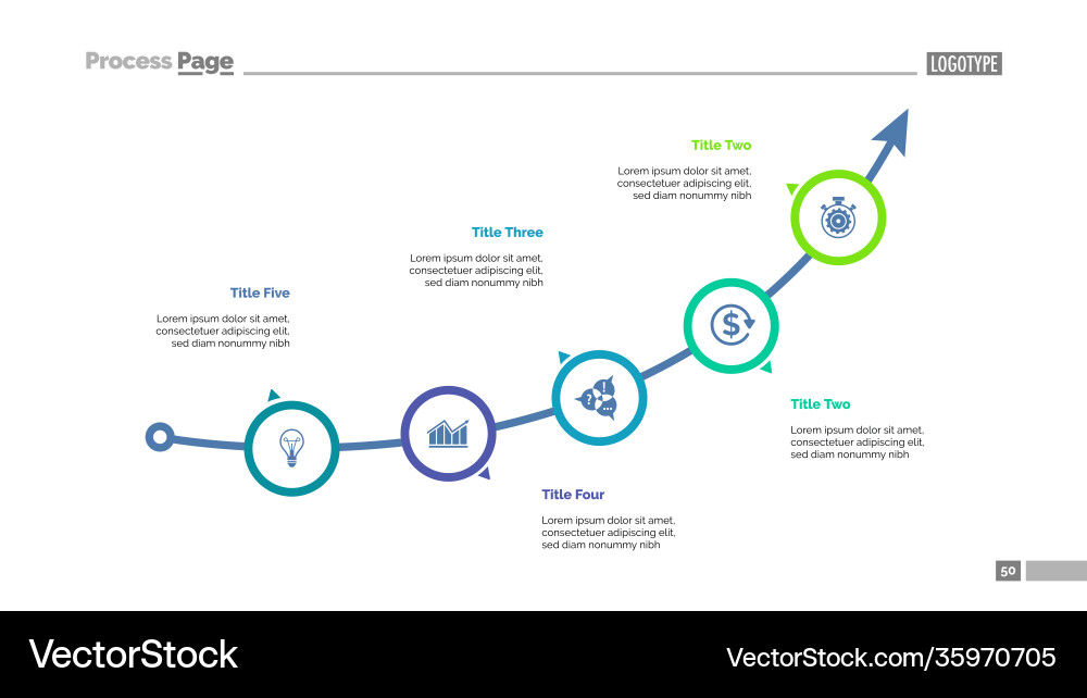 Arrow chart with five elements template Royalty Free Vector