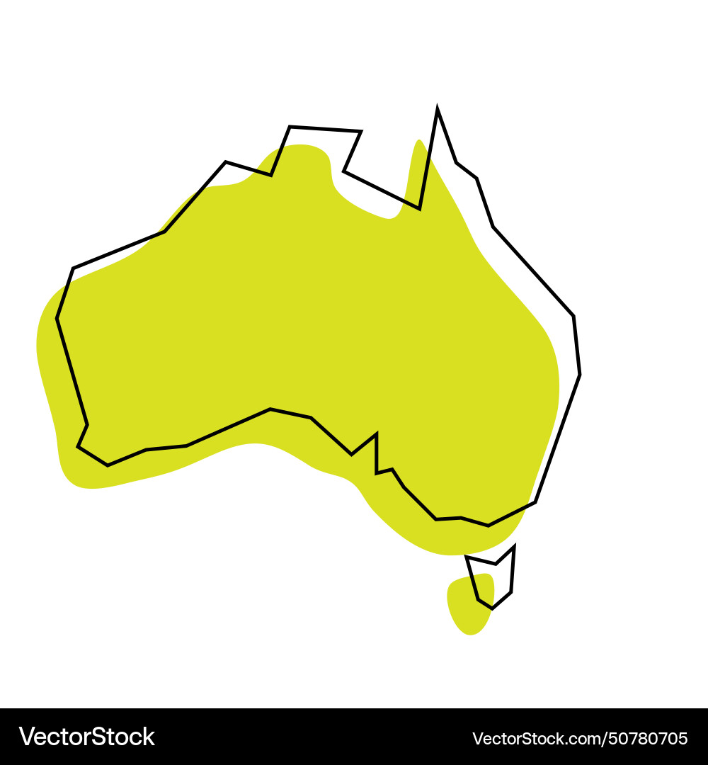 Australia simplified map Royalty Free Vector Image