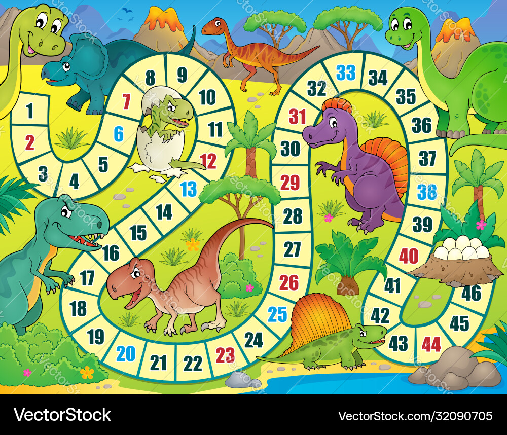 Board game with dinosaur theme 1 Royalty Free Vector Image
