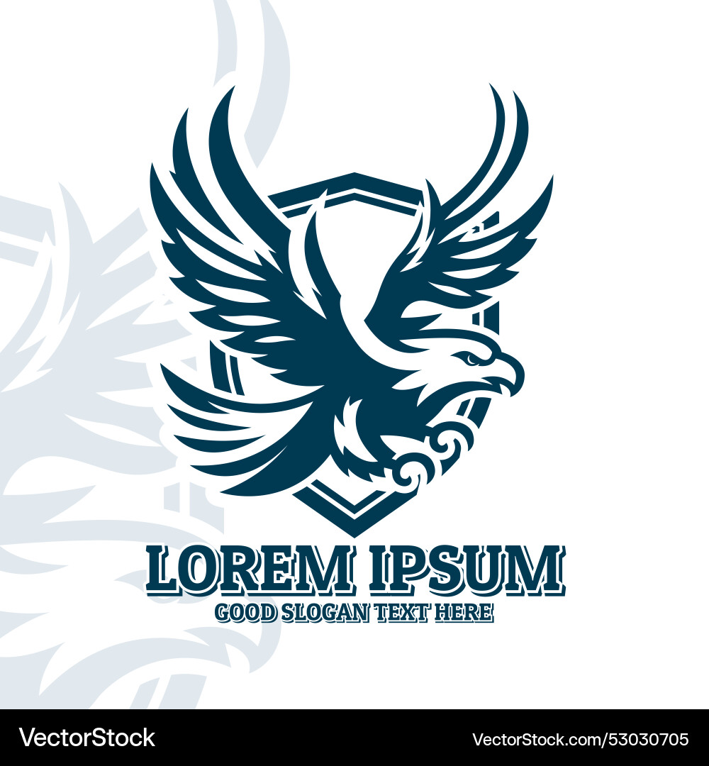 Eagle shield logo flying Royalty Free Vector Image