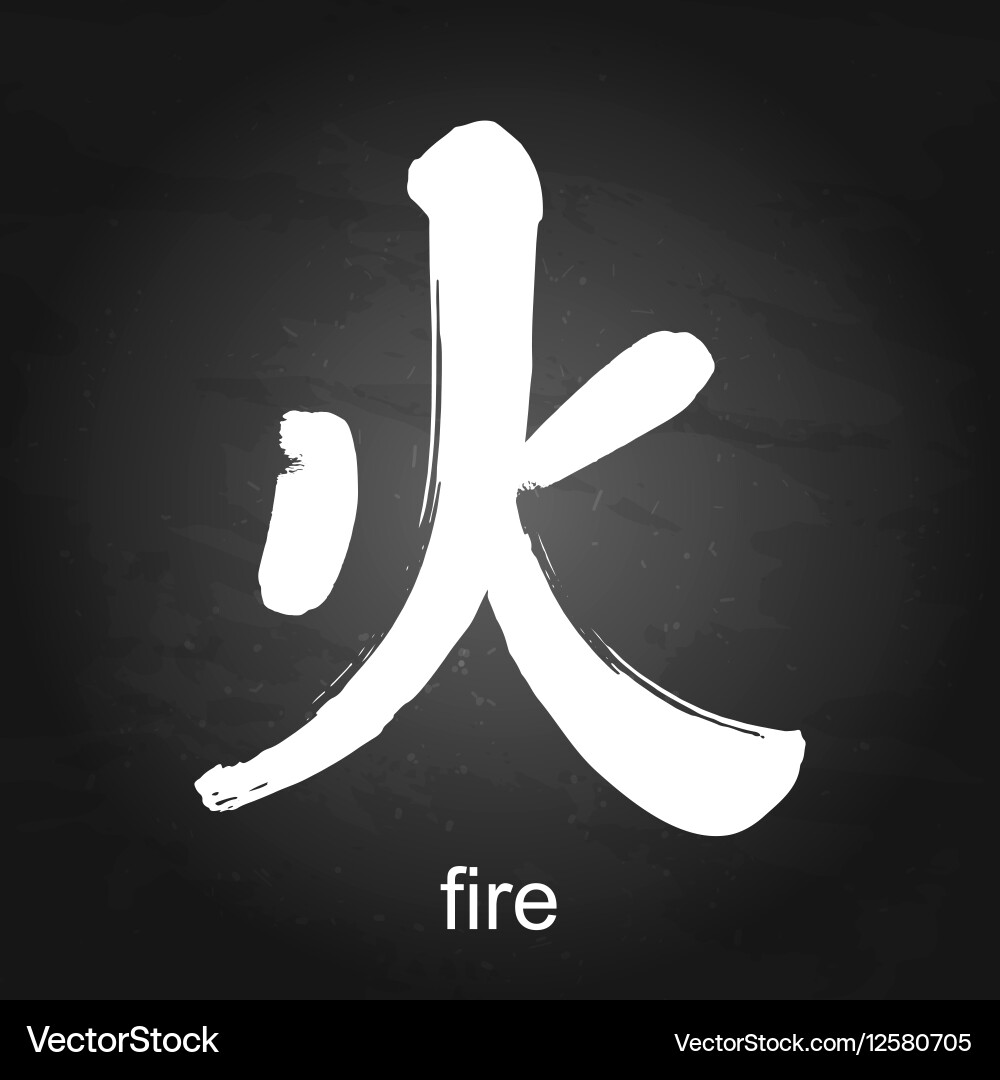 Kanji hieroglyph fire Royalty Free Vector Image
