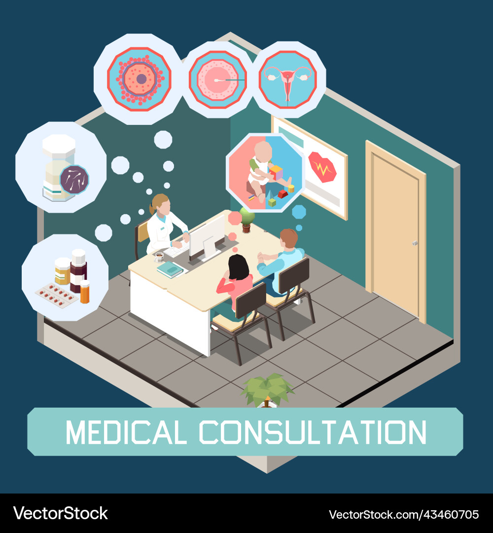 Medical consultation isometric background Vector Image