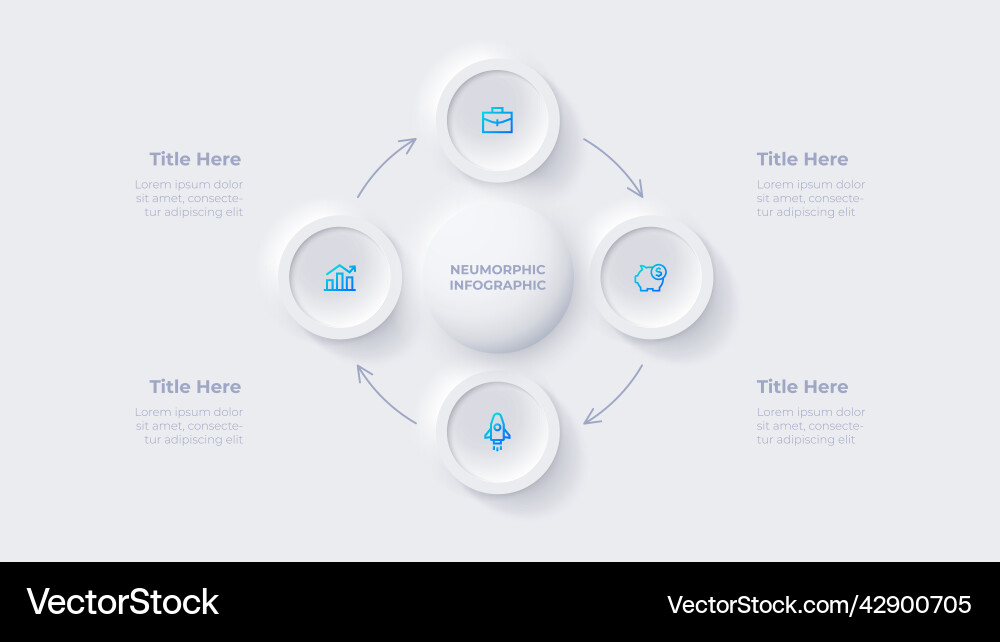 Neumorphic cycle diagram for infographic Vector Image