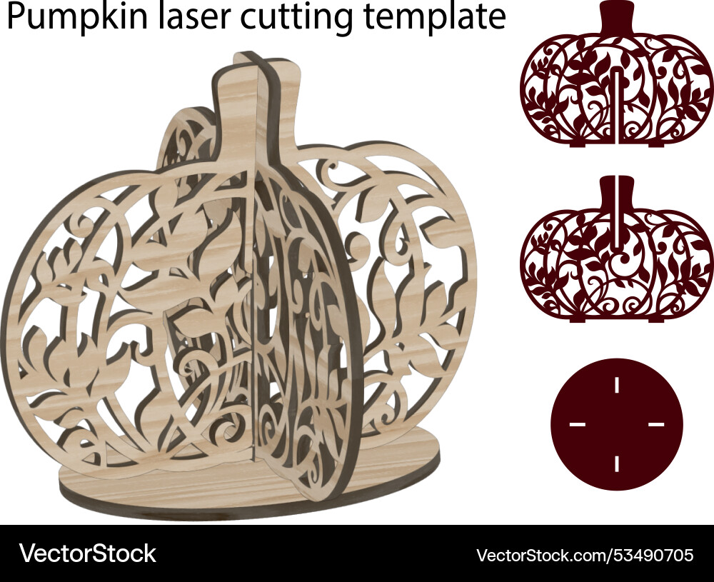 Pumpkin laser cutting template for thanksgiving Vector Image