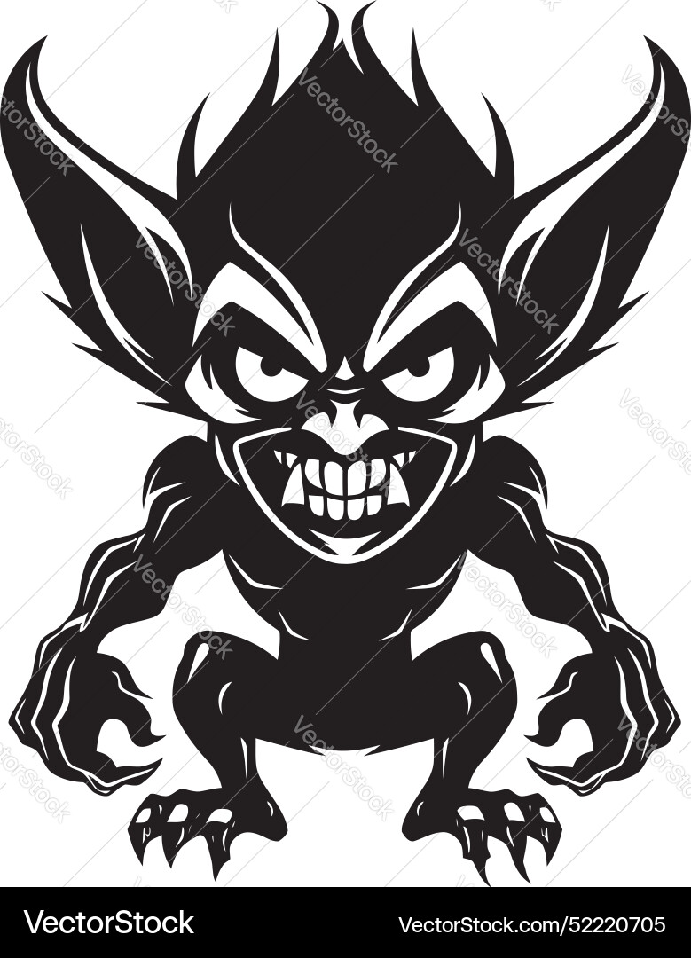Sinistersprite full body goblin emblem Royalty Free Vector