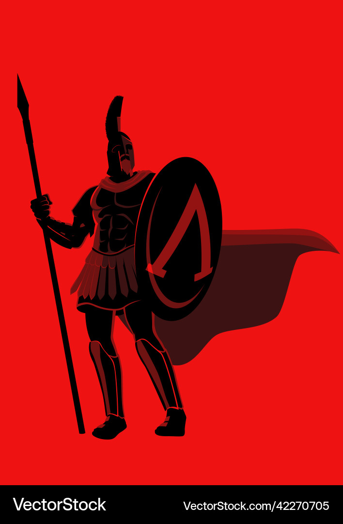 Spartan warrior on red background Royalty Free Vector Image