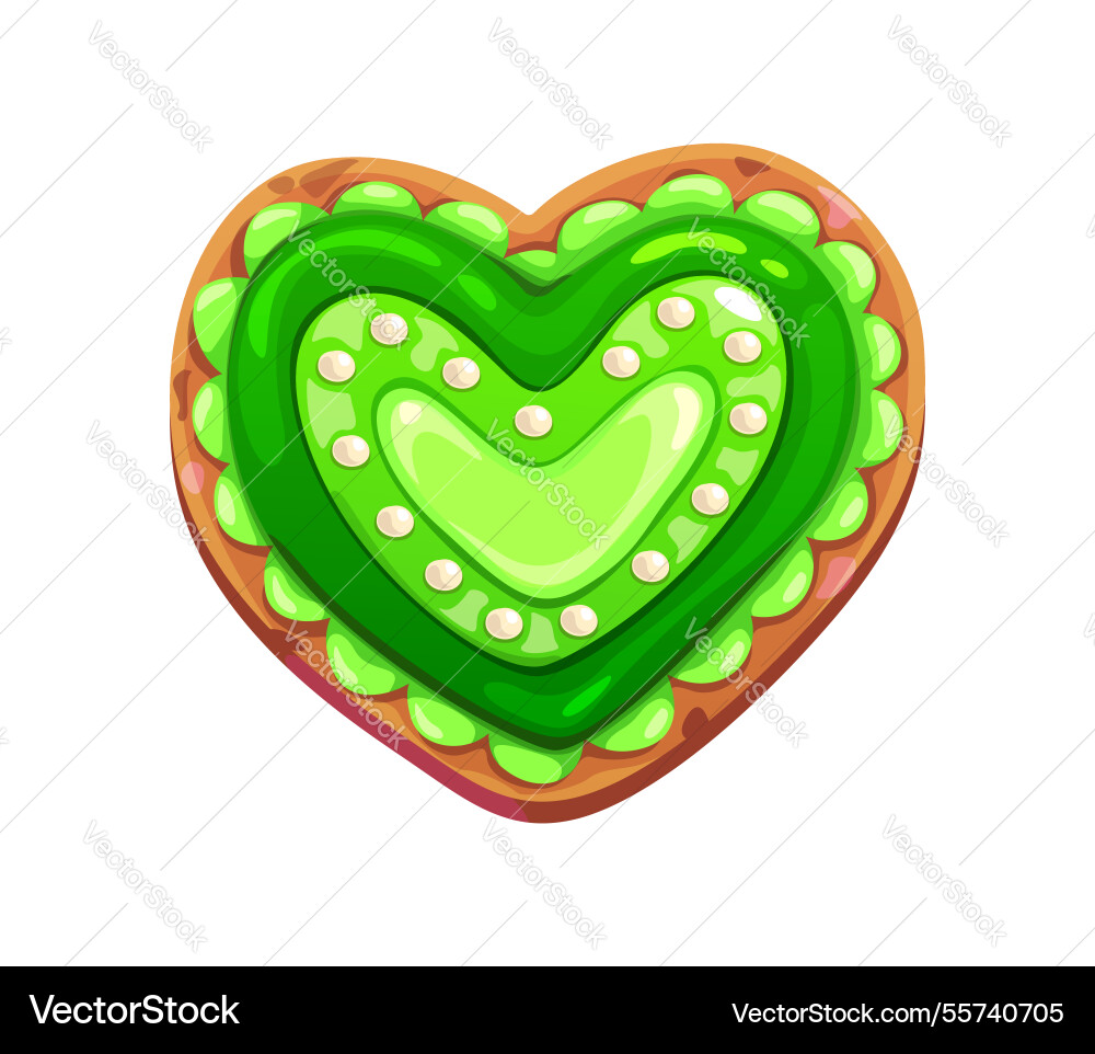 St patrick day heart shaped sweet cookie dessert Vector Image