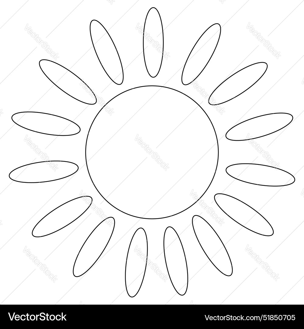 Summer sun coloring page for kids Royalty Free Vector Image