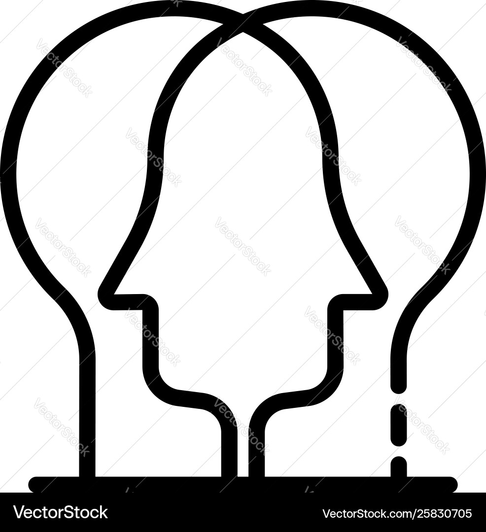 Two heads icon outline style Royalty Free Vector Image
