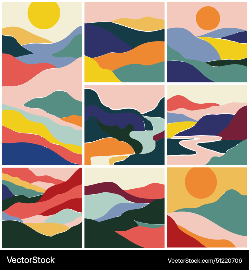 Abstract landscape color blocks series Royalty Free Vector