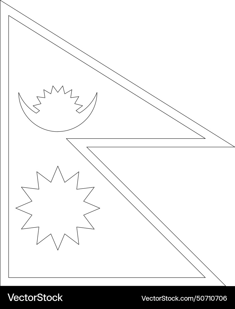 Black outline flag of nepal Royalty Free Vector Image