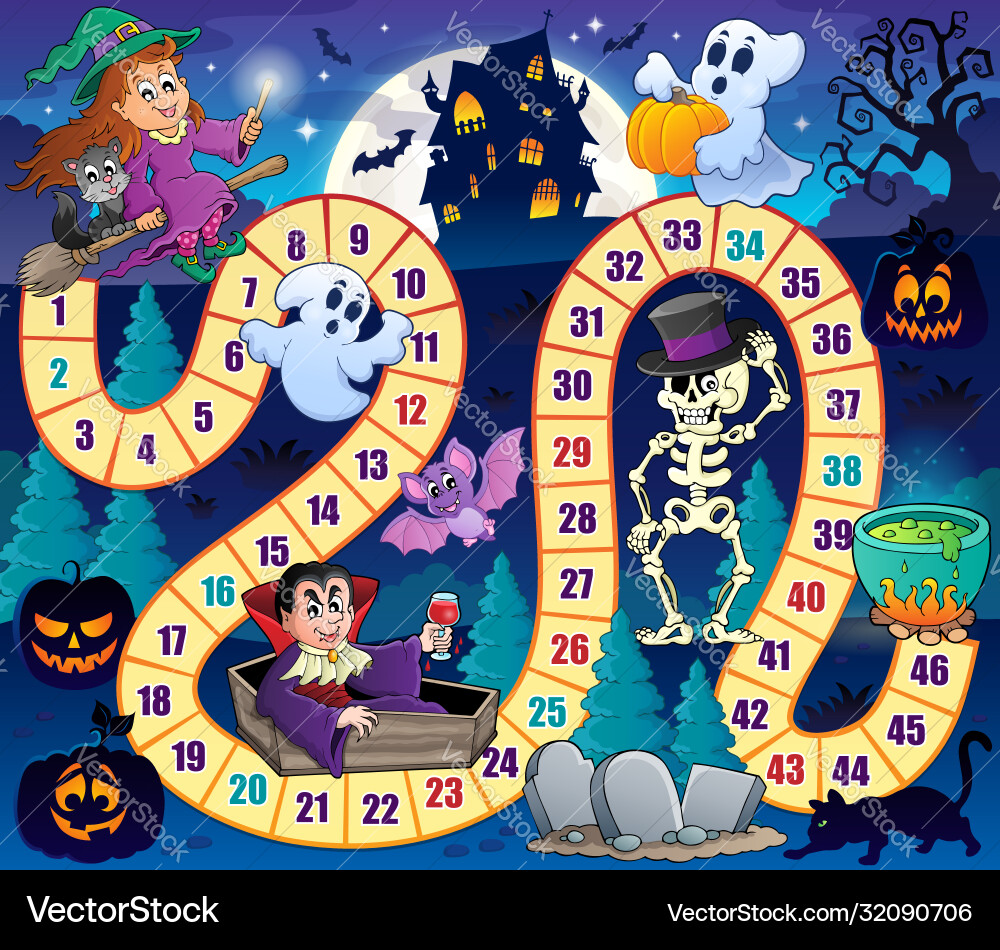 Board game with halloween theme 1 Royalty Free Vector Image