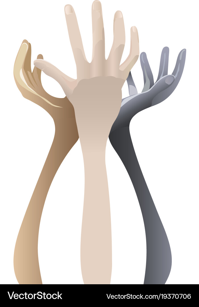 Coloured holding hands Royalty Free Vector Image