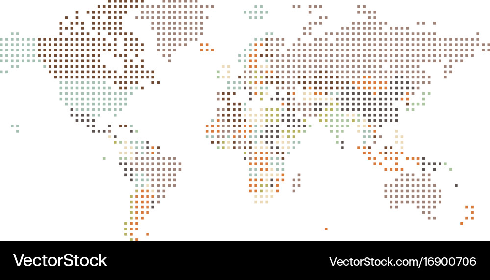 Dotted world map of square dots Royalty Free Vector Image