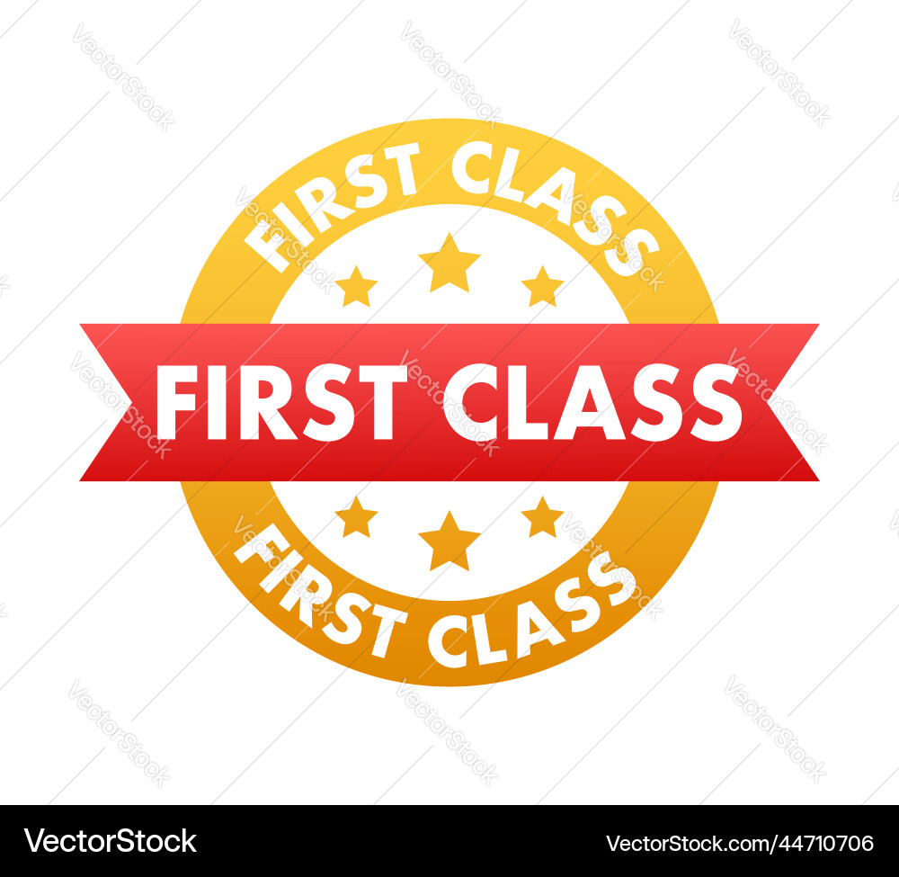 First class badge label stock Royalty Free Vector Image
