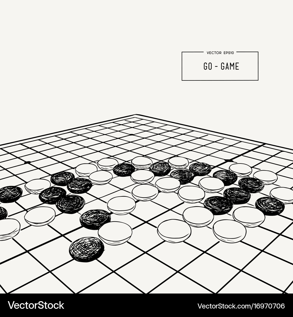 Go or weiqi chinese board game sketch Royalty Free Vector