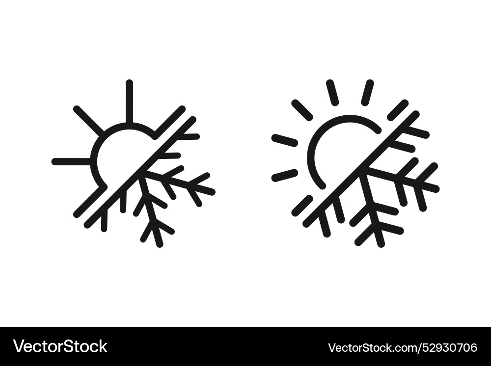 Hot and cold symbol sun snowflake sign Royalty Free Vector