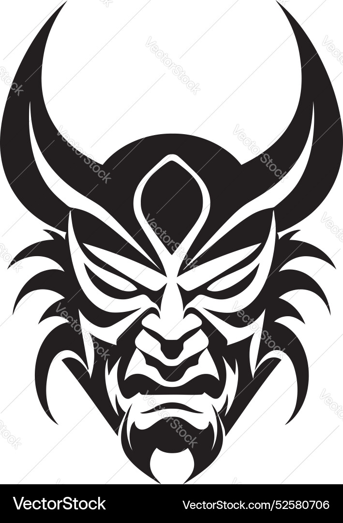 Kabuki shadow mysterious demon symbol in black Vector Image