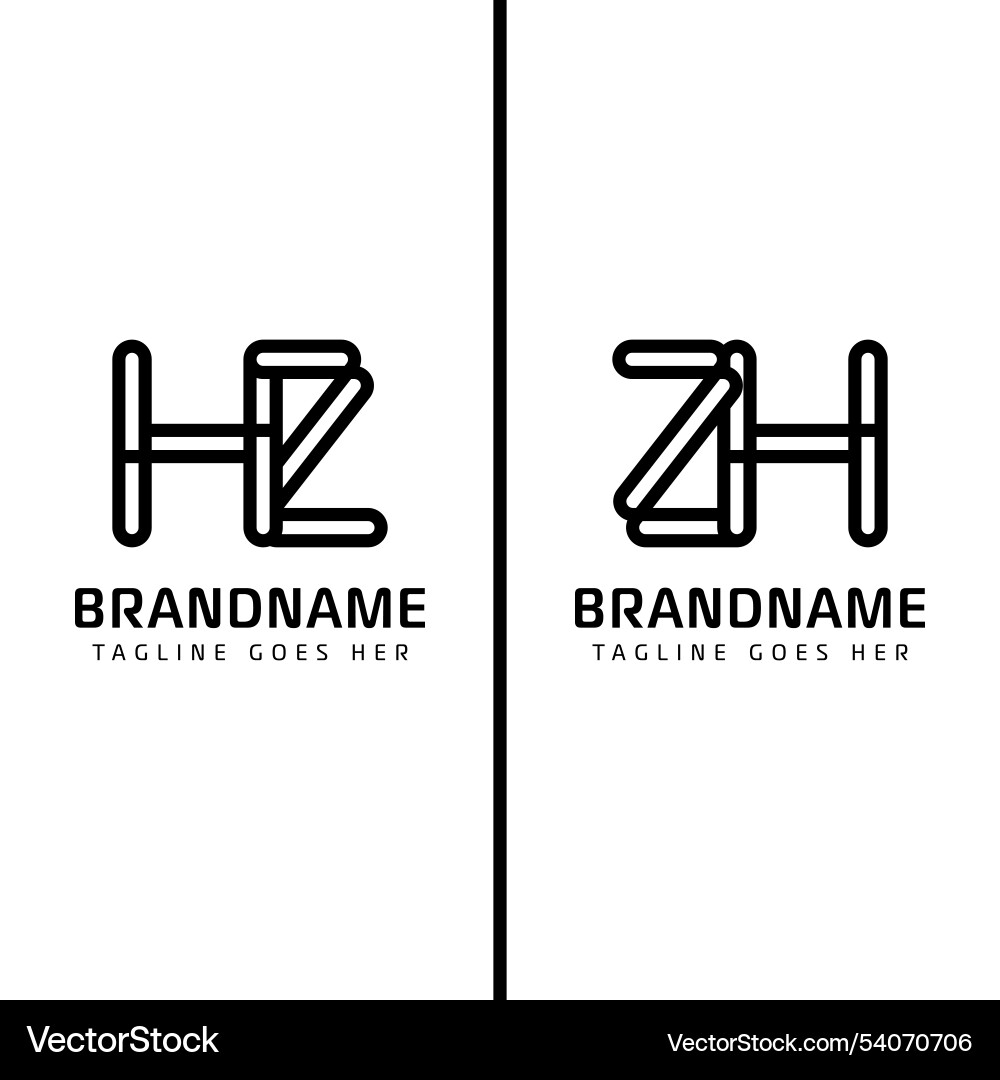 Letters hz and zh monogram logo for business Vector Image