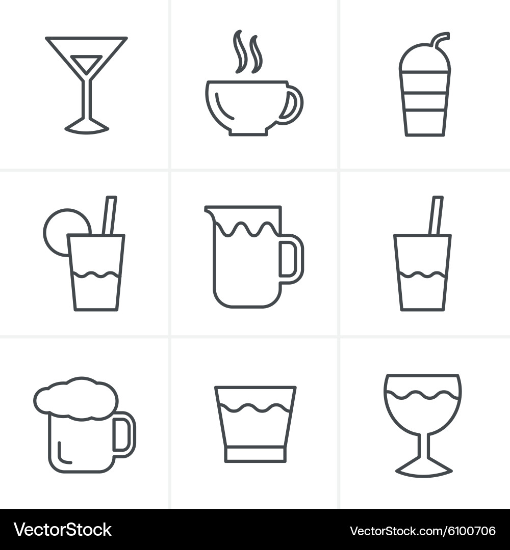 Line icons style drink set design Royalty Free Vector Image