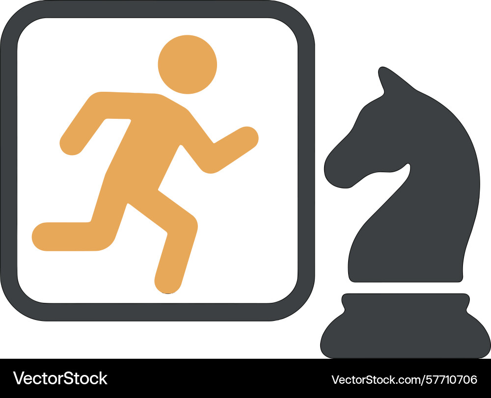 Man running away from chess knight strategy Vector Image