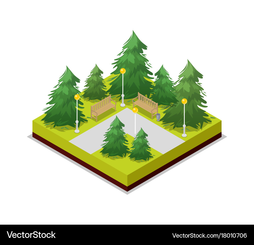 Pine Trees Road Isometric Icon Royalty Free Vector Image