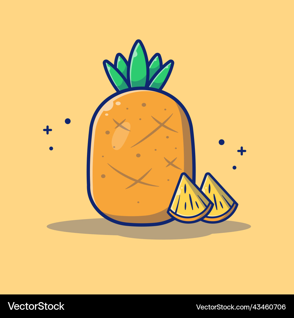 Pineapple and slices of cartoon Royalty Free Vector Image