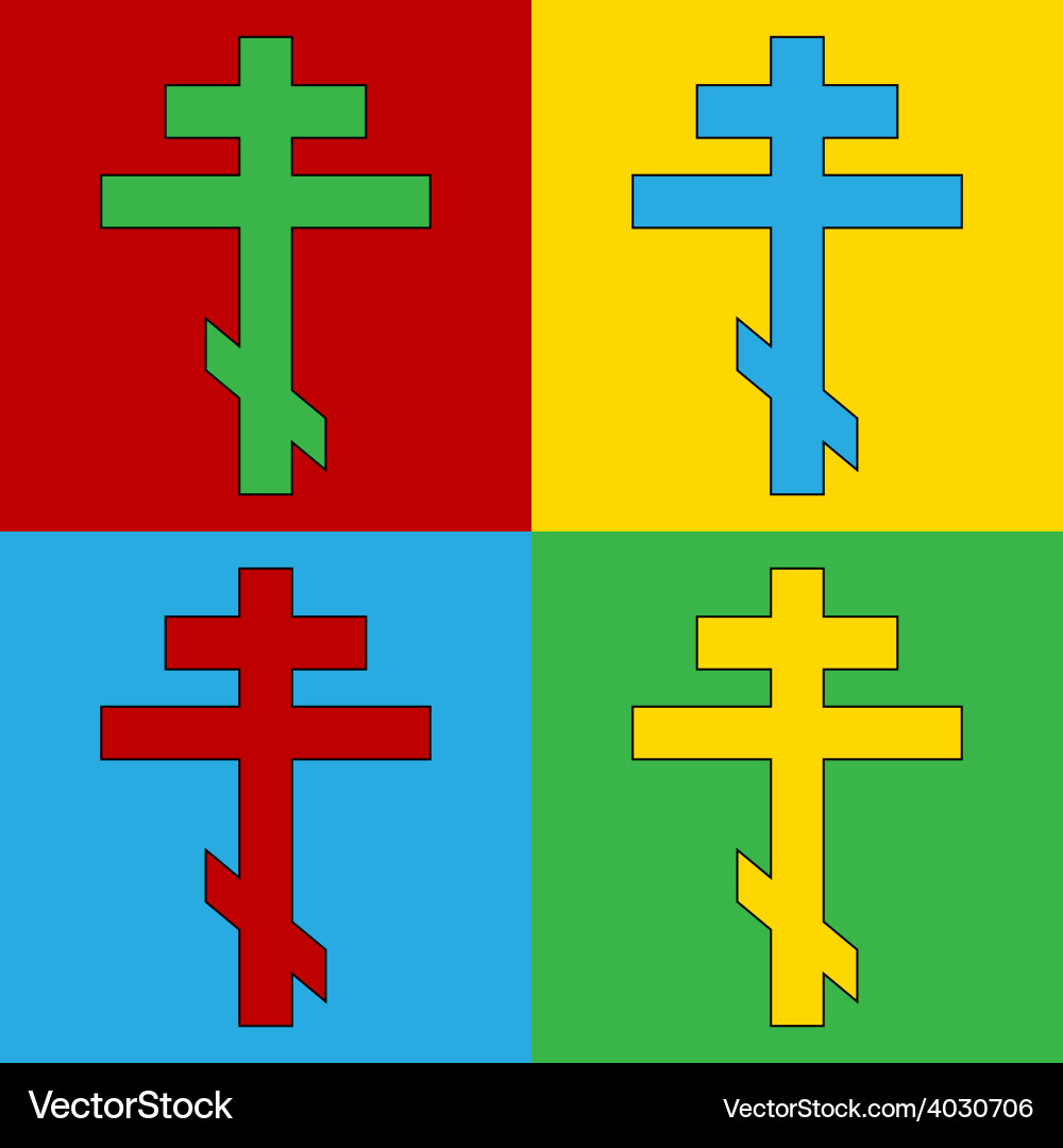 Pop art religious orthodox cross icons Royalty Free Vector