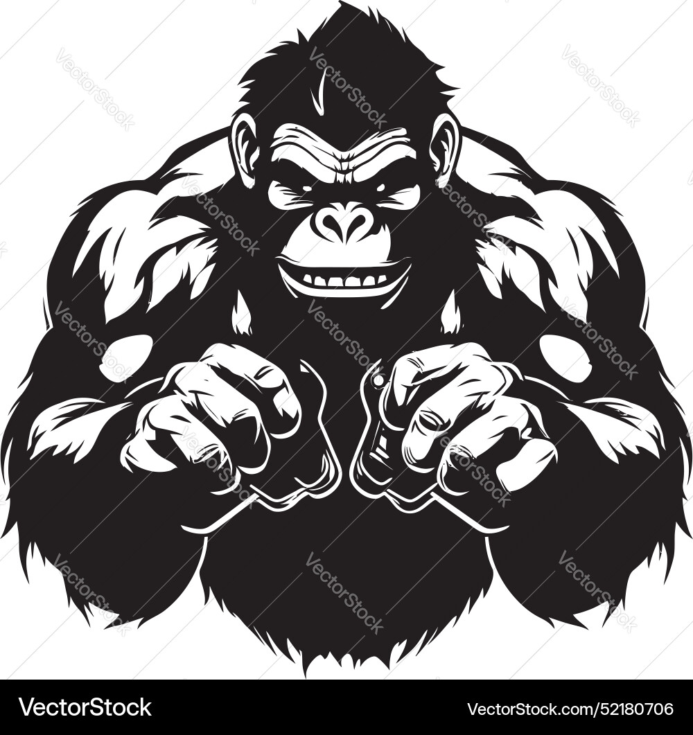 Primate powerplay muscular ape gaming icon Vector Image