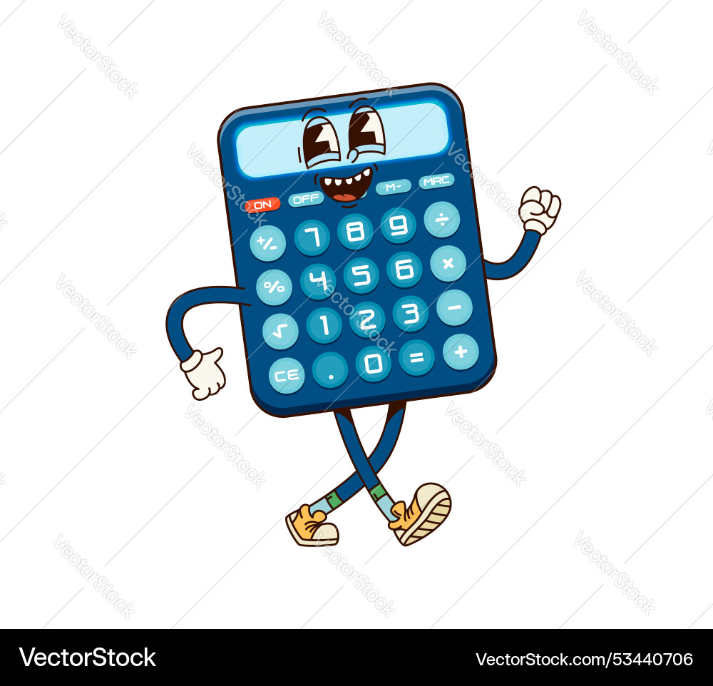 School education calculator groovy retro character