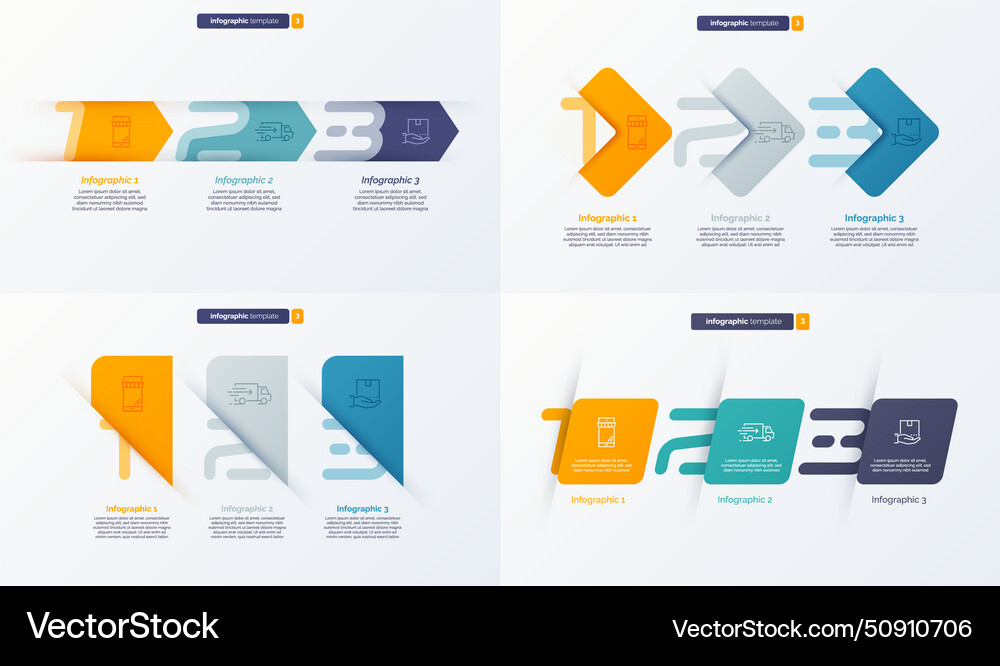 Set of number infographic template composed Vector Image