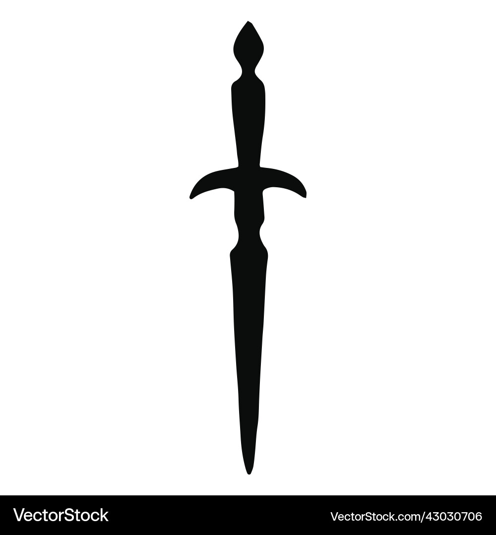 Simple straight dagger silhouette Royalty Free Vector Image