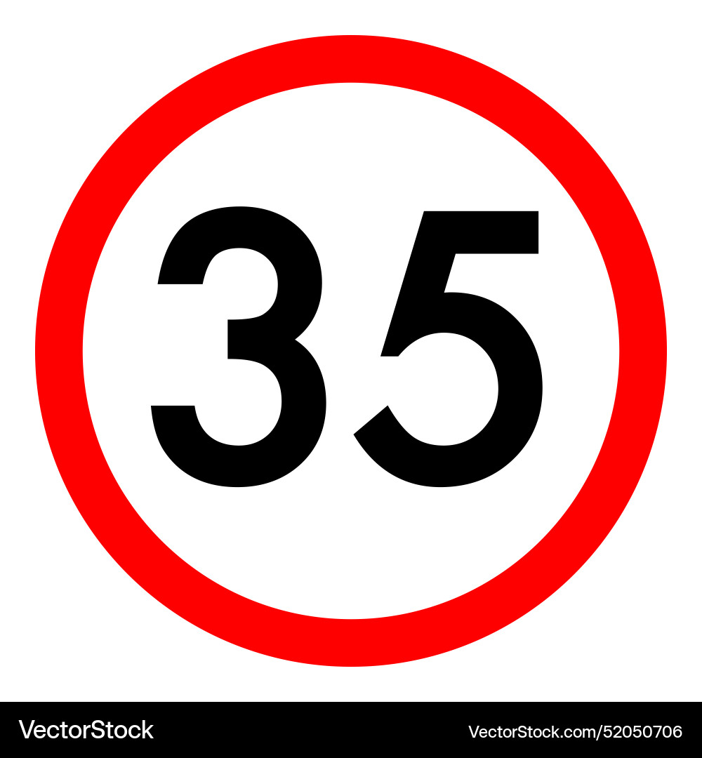 Speed limit 35 round road traffic icon Royalty Free Vector