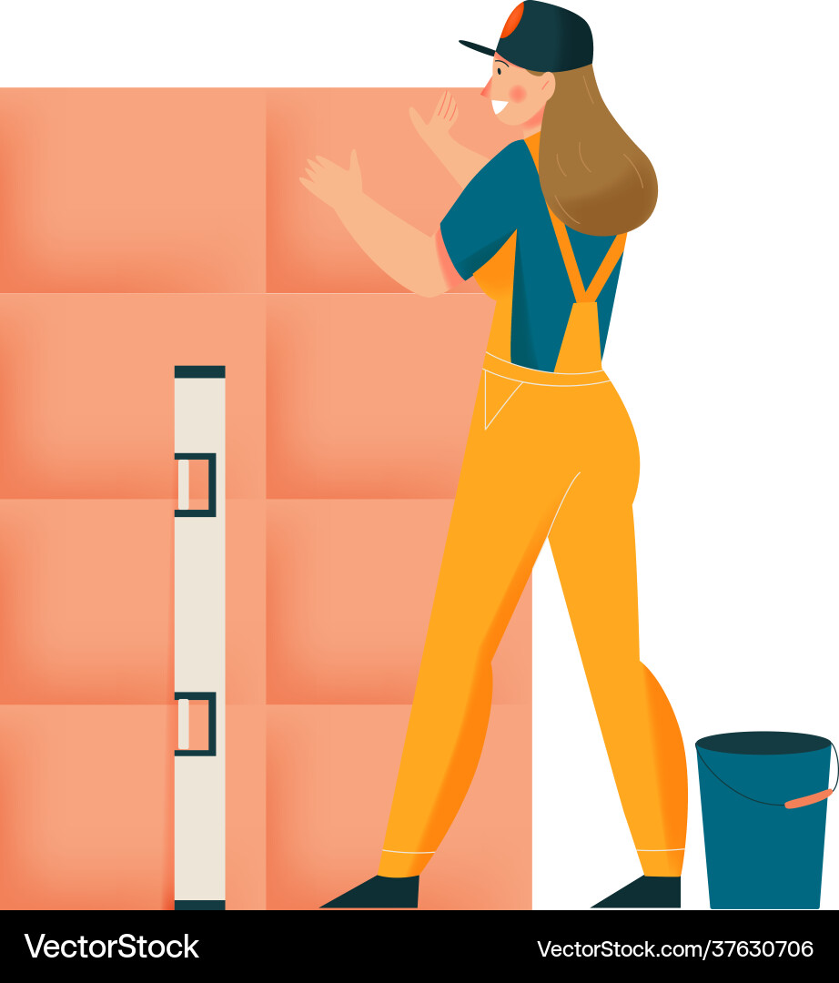 Woman tiler icon Royalty Free Vector Image - VectorStock