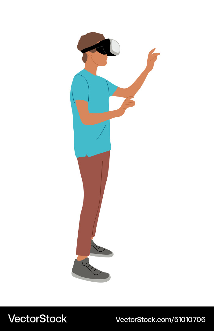 Young man in virtual reality headset isolated Vector Image