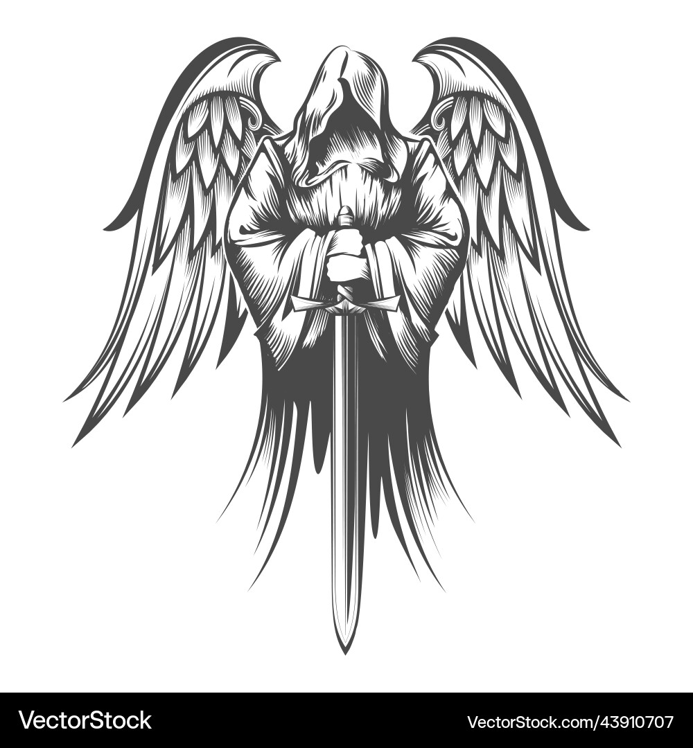 Angel with Sword - Protective Wing Royalty Free Vector Image