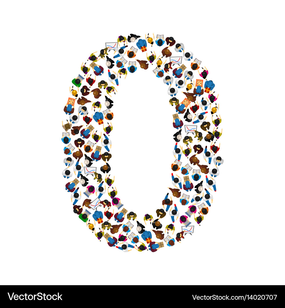 Group of People Forming Number Zero Royalty Free Vector