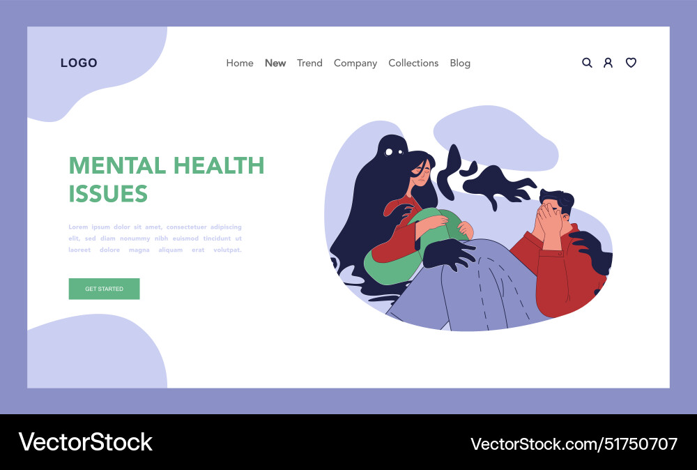 Mental health issues concept flat Royalty Free Vector Image