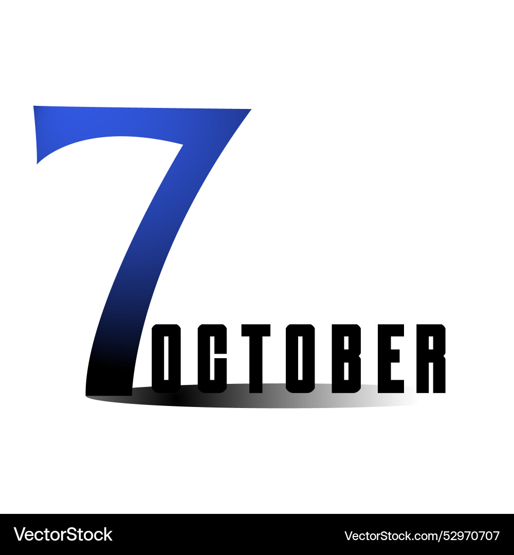 October 7 memorial day in blue black Royalty Free Vector