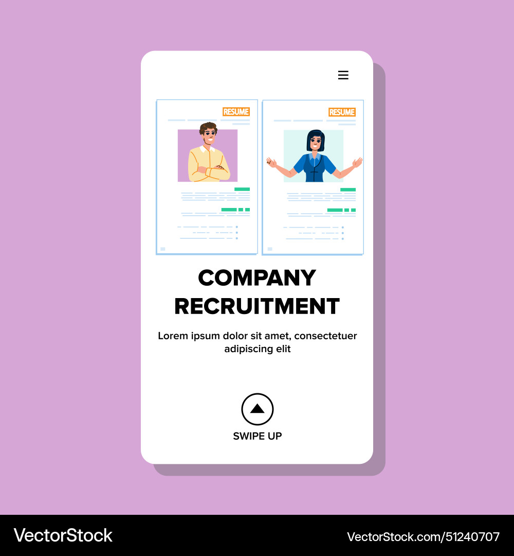 Resume company recruitment Royalty Free Vector Image