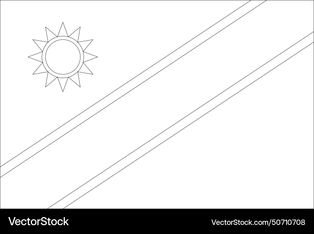 Black outline flag of namibia Royalty Free Vector Image