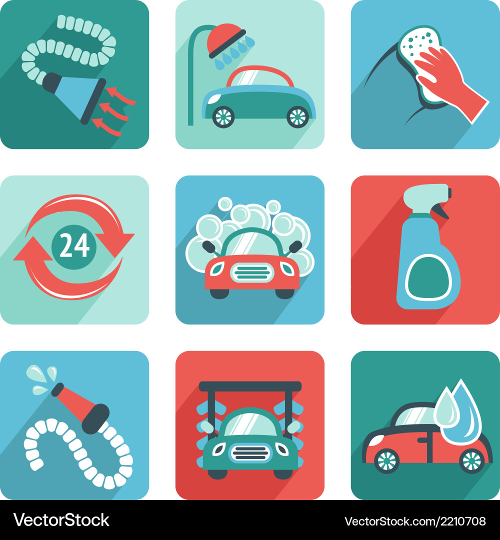 Car Wash Icons - Auto Cleaning Royalty Free Vector Image