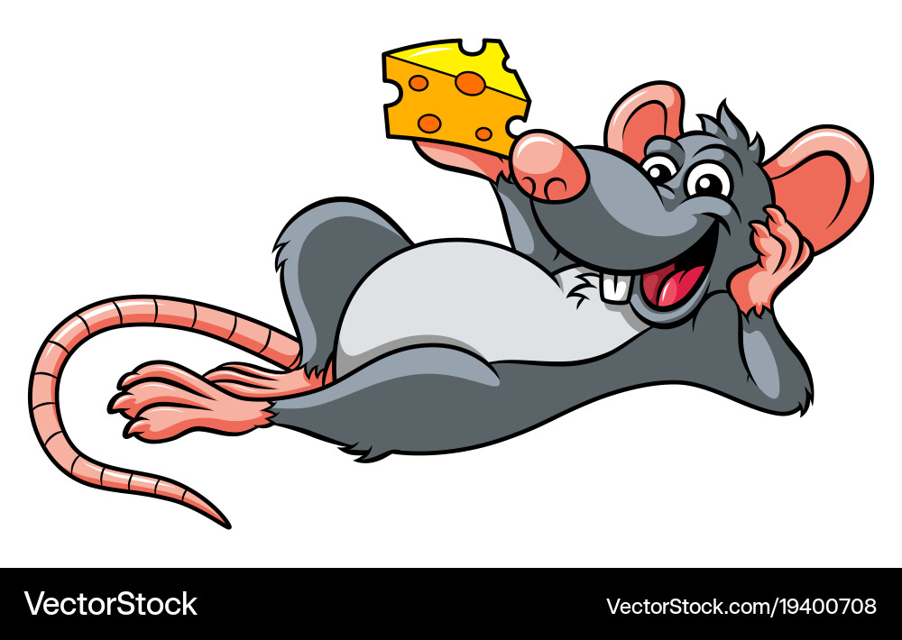 Cartoon rat and cheese Royalty Free Vector Image
