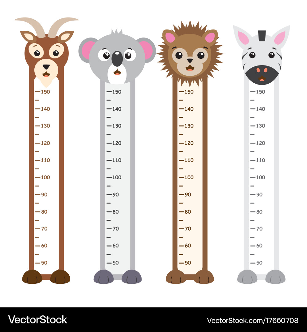 Children meter wall animals Royalty Free Vector Image