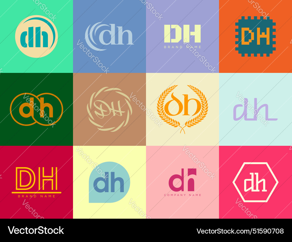 Dh logo company template letter d and h logotype Vector Image