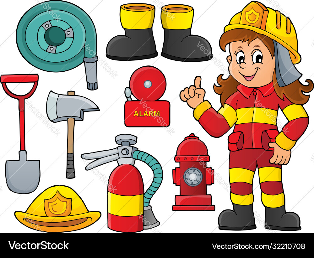 Firefighter theme set 1 Royalty Free Vector Image