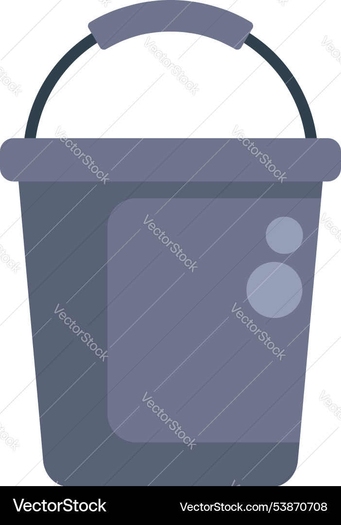 Grey plastic bucket with metal handle standing Vector Image