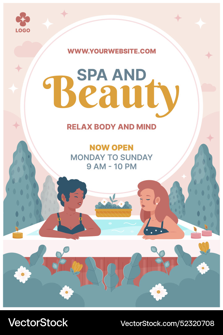 Hand Drawn Spa Poster Template Royalty Free Vector Image